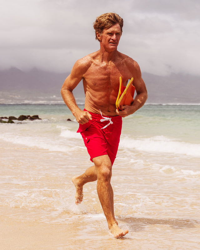 17" Red Stretch Lifeguard Uniform Boardshort | Maui Rippers