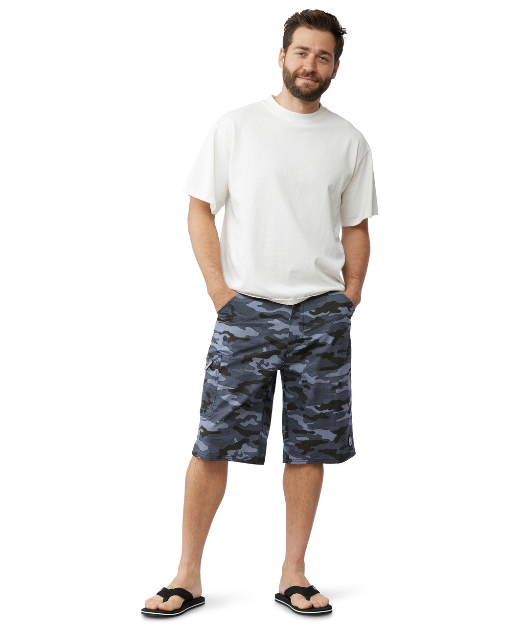 Men's Extra Long 24" Charcoal Camo Ripstop Cotton Walkshort | Maui Rippers